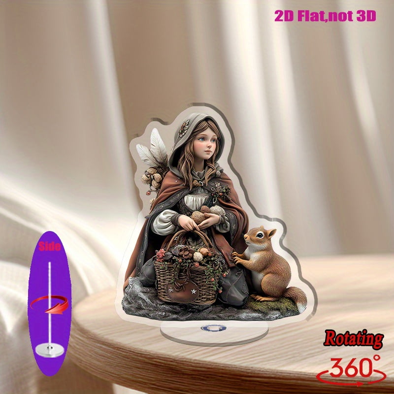 [2D flat] 1PC Rotating acrylic centerpiece featuring a cloaked girl ...