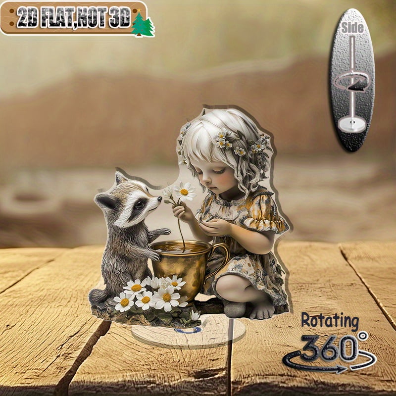 [2D flat] 1PC Rotating acrylic centerpiece featuring a whimsical figure ...