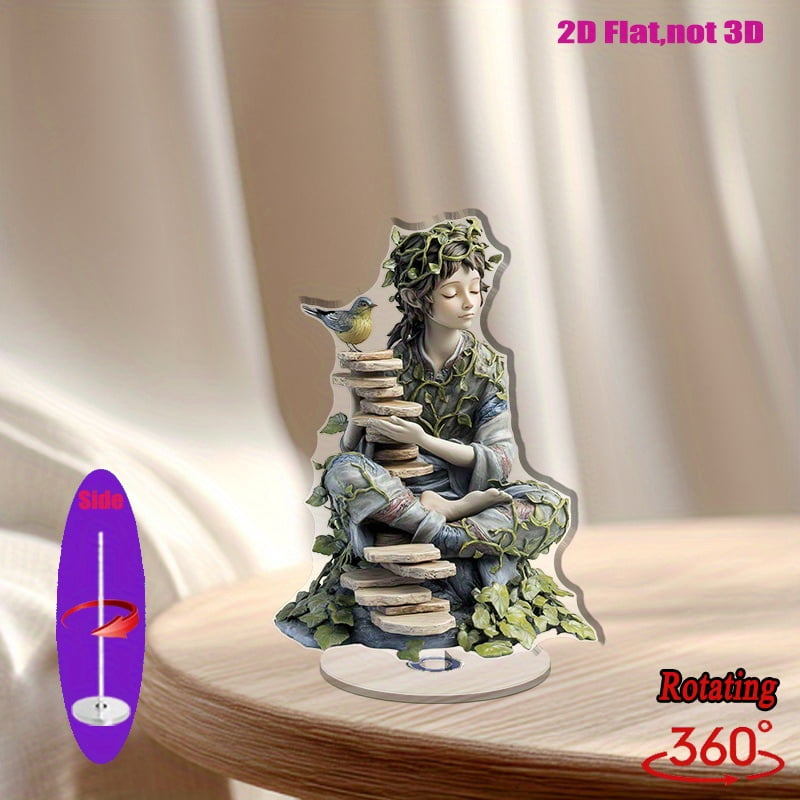 [2D flat] 1PC Rotating acrylic centerpiece featuring a youth in shadowy ...