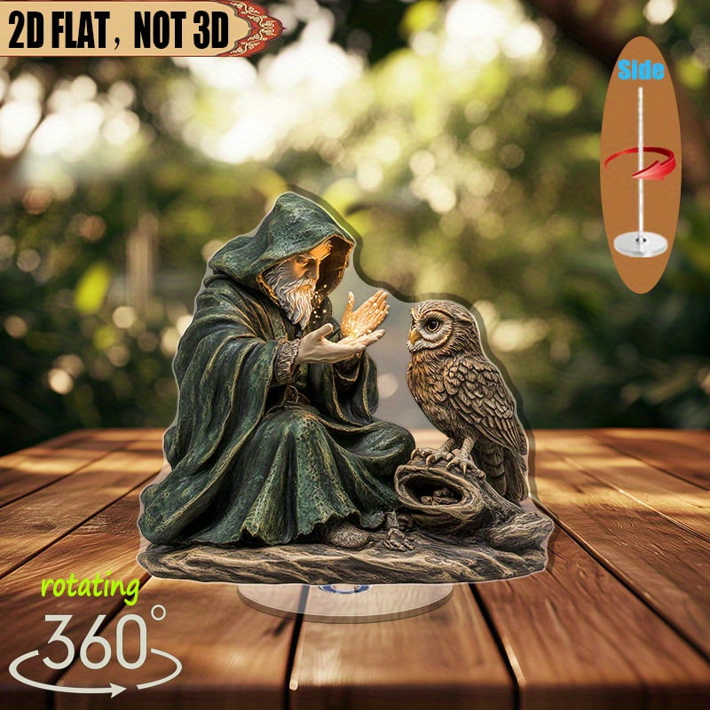[2D flat] 1PC Rotating acrylic desk ornament featuring a young wizard ...