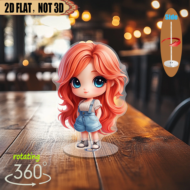 [2D flat] 1PC Rotating acrylic desktop ornament featuring cute chibi ...