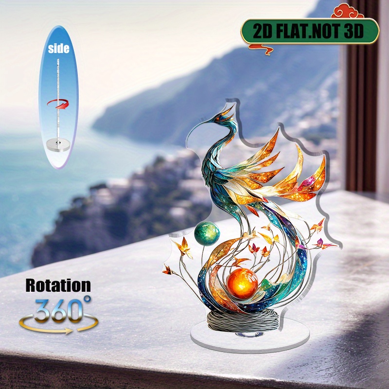 [2D flat] 1PC Rotating acrylic display features a playful creature with ...