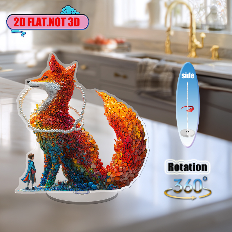 [2D flat] 1PC Rotating acrylic display featuring a charming fox ...
