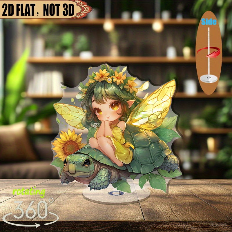 [2D flat] 1PC Rotating acrylic display featuring a gentle sprite with ...