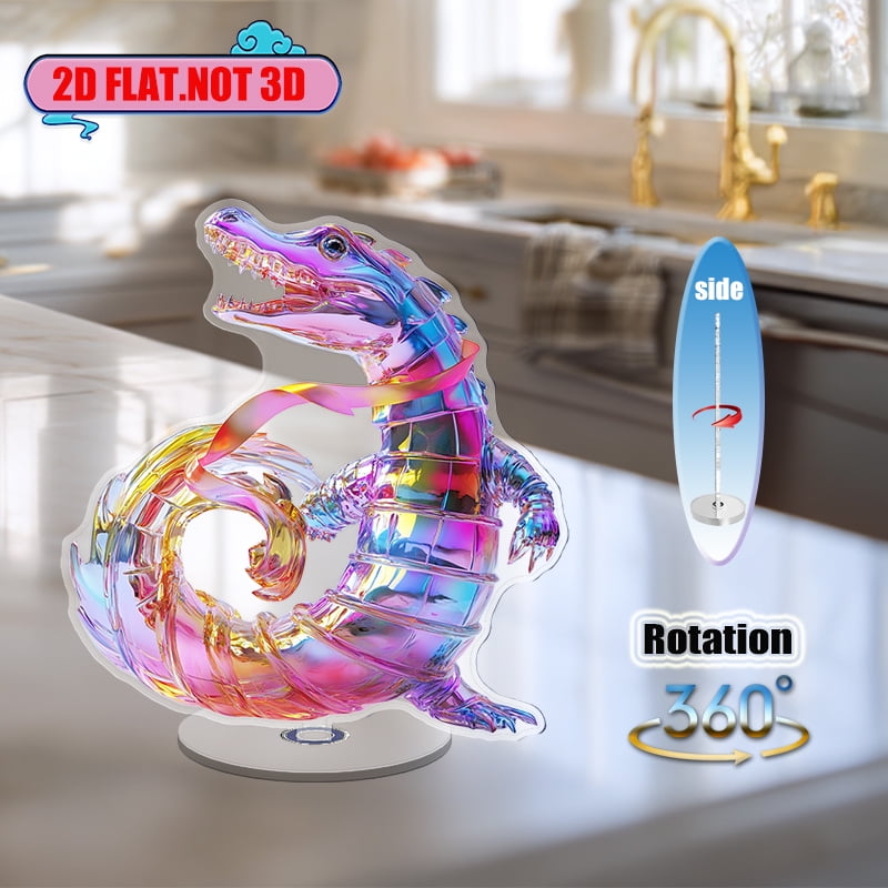 [2D flat] 1PC Rotating acrylic display featuring a girl curling ribbon ...