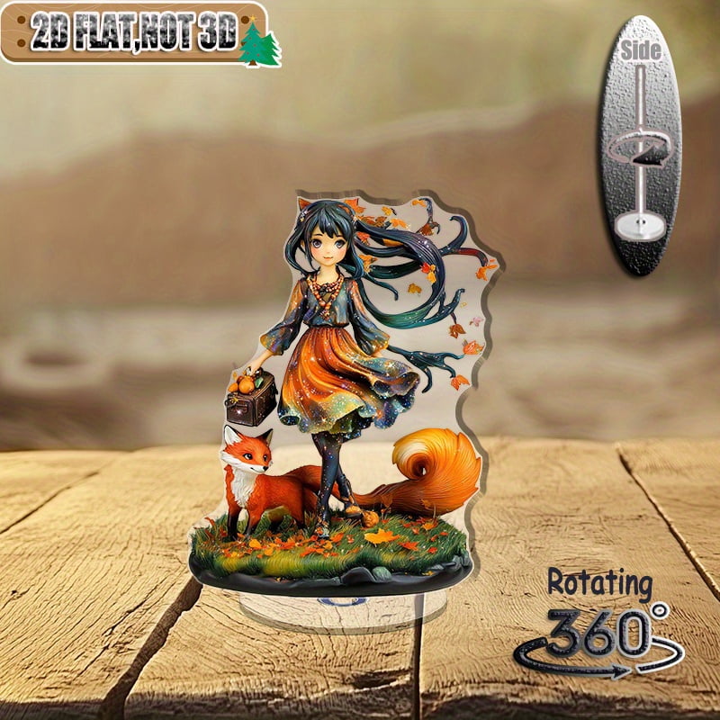 [2D flat] 1PC Rotating acrylic display featuring a girl twirling with ...