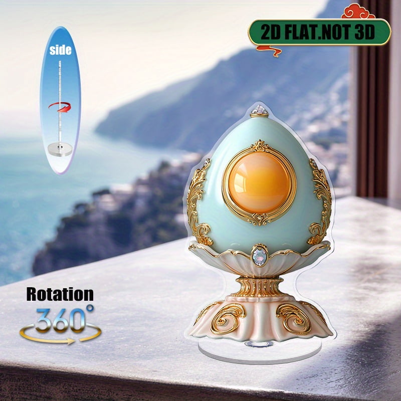 [2D flat] 1PC Rotating acrylic display featuring a soft boiled egg in a ...