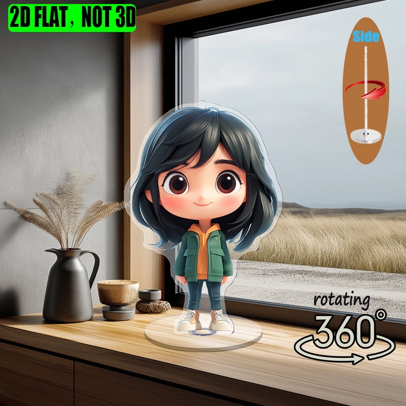 [2D flat] 1PC Rotating acrylic display featuring adorable chibi ...