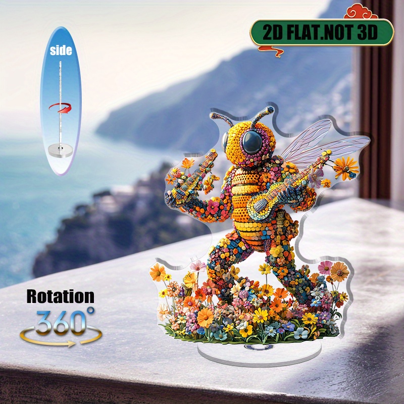 [2D flat] 1PC Rotating acrylic display featuring a bee conductor ...