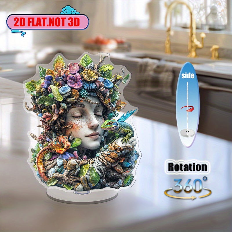 [2D flat] 1PC Rotating acrylic display featuring a branch-crowned dryad ...