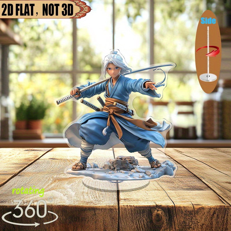 [2D flat] 1PC Rotating acrylic display featuring a brave samurai with ...