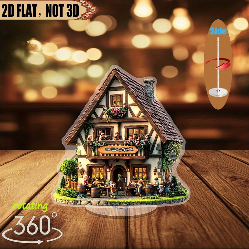 [2D flat] 1PC Rotating acrylic display featuring a charming Bavarian ...