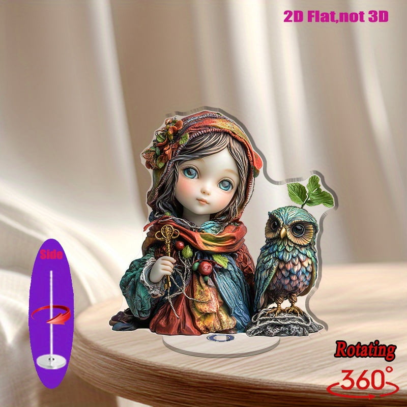 [2D flat] 1PC Rotating acrylic display featuring a charming figure with ...