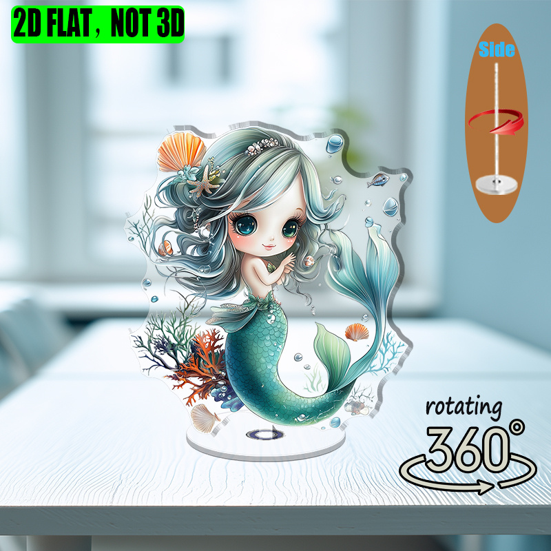 [2D flat] 1PC Rotating acrylic display featuring a charming mermaid ...