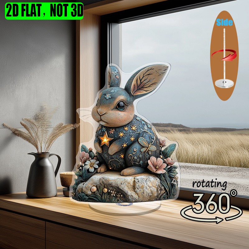 [2D flat] 1PC Rotating acrylic display featuring a charming rabbit with ...