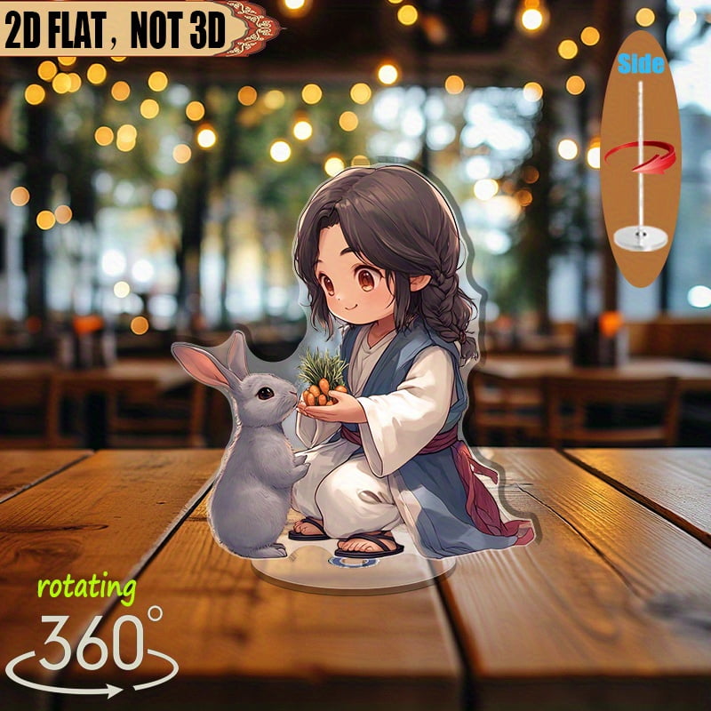 [2D flat] 1PC Rotating acrylic display featuring a charming scene of ...