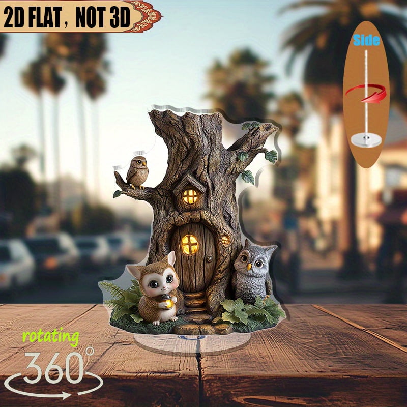 [2D flat] 1PC Rotating acrylic display featuring a charming wood sprite ...