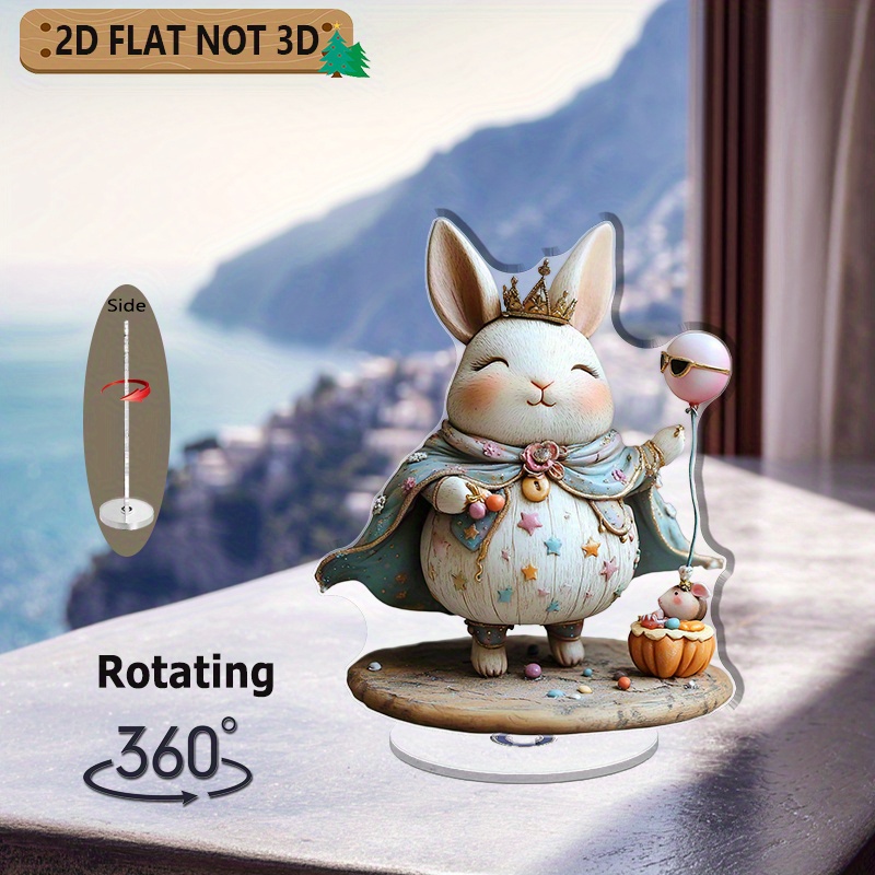 [2D flat] 1PC Rotating acrylic display featuring a cheerful bunny with ...
