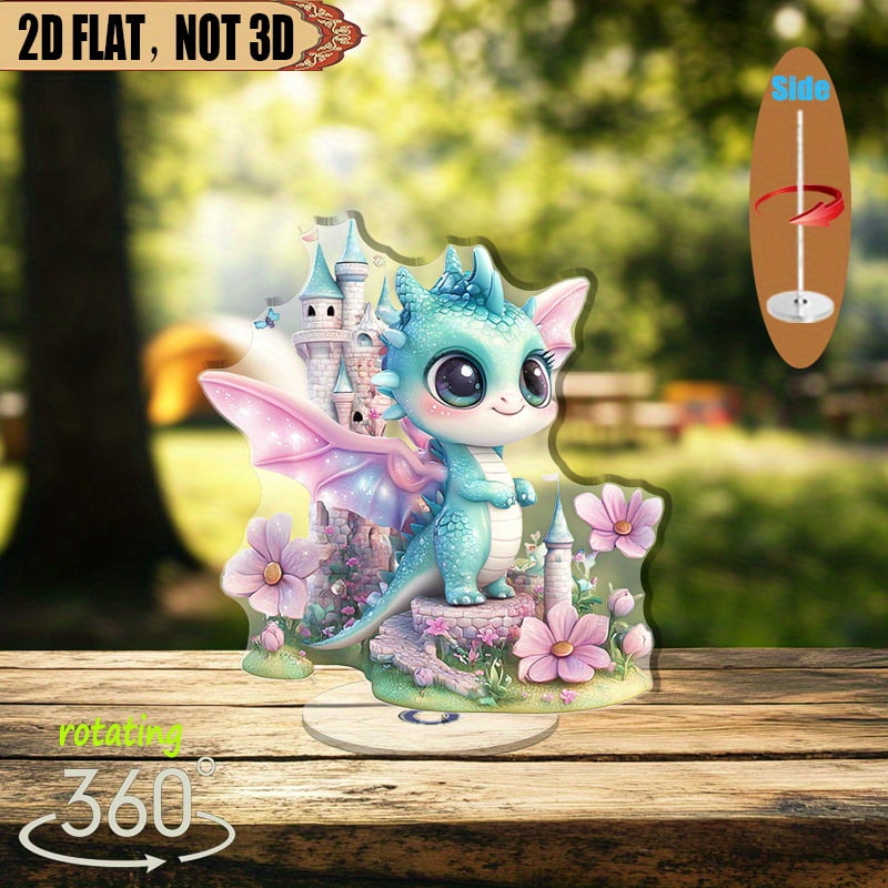 [2D flat] 1PC Rotating acrylic display featuring a cheerful dragon and ...