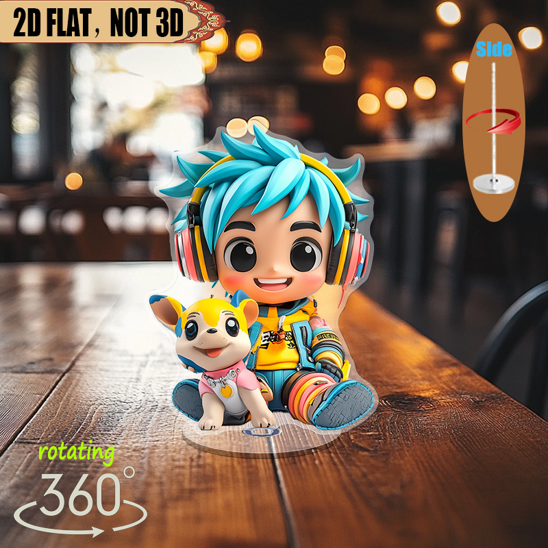 [2D flat] 1PC Rotating acrylic display featuring a chibi-style anime ...