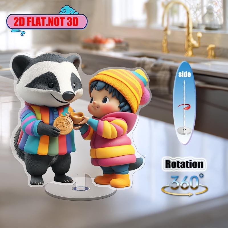 [2D flat] 1PC Rotating acrylic display featuring a child presenting a ...
