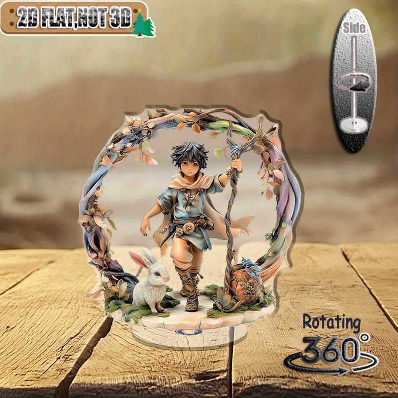 [2D flat] 1PC Rotating acrylic display featuring a cloaked figure with ...