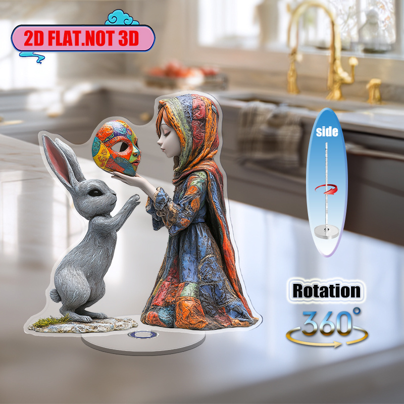 [2D flat] 1PC Rotating acrylic display featuring a cloaked girl ...
