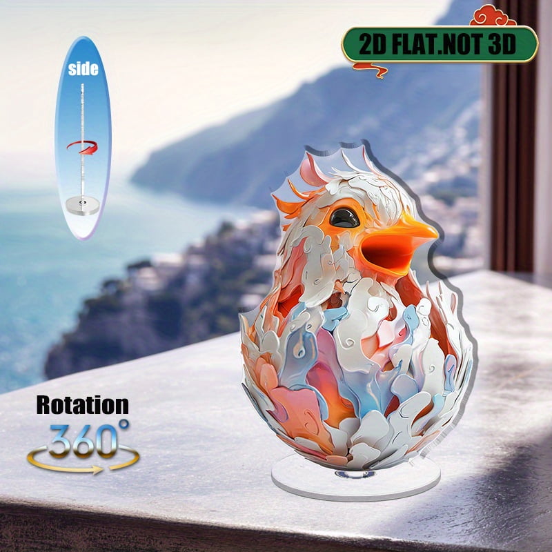 [2D flat] 1PC Rotating acrylic display featuring colorful chicks ...