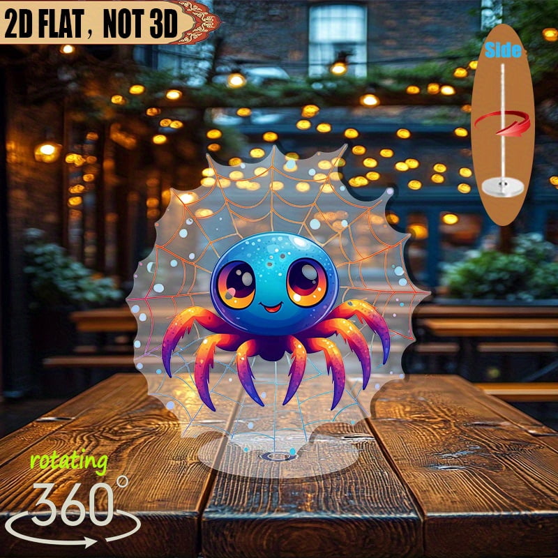 [2D flat] 1PC Rotating acrylic display featuring a colorful spider web ...