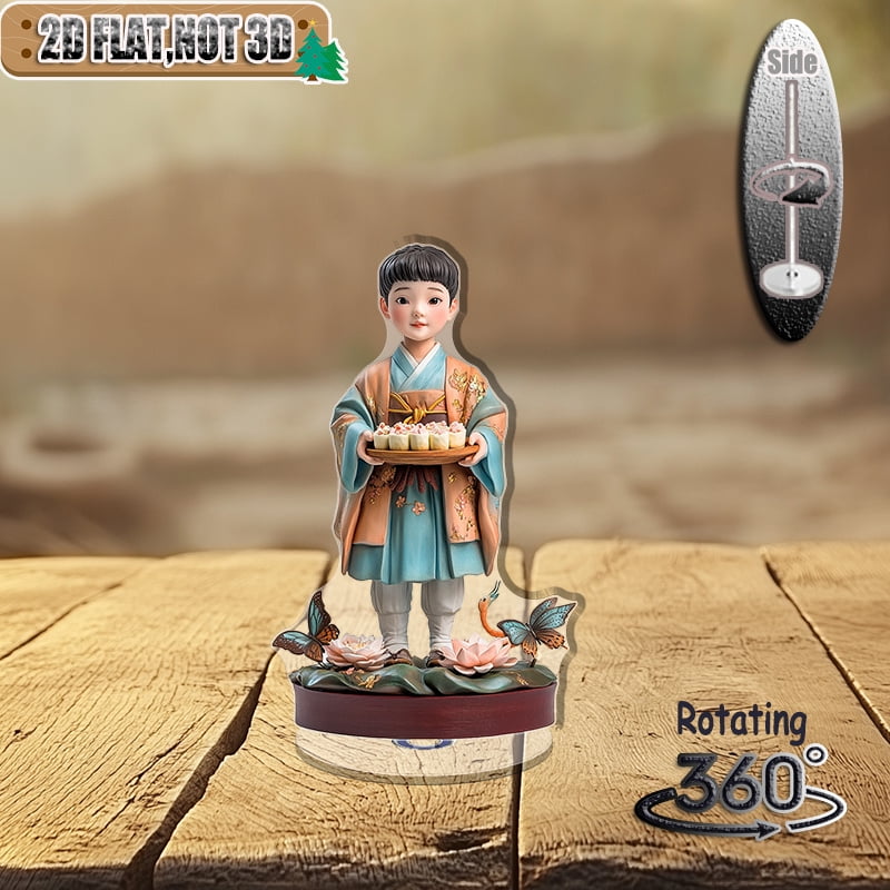 [2D flat] 1PC Rotating acrylic display featuring a confident boy in ...