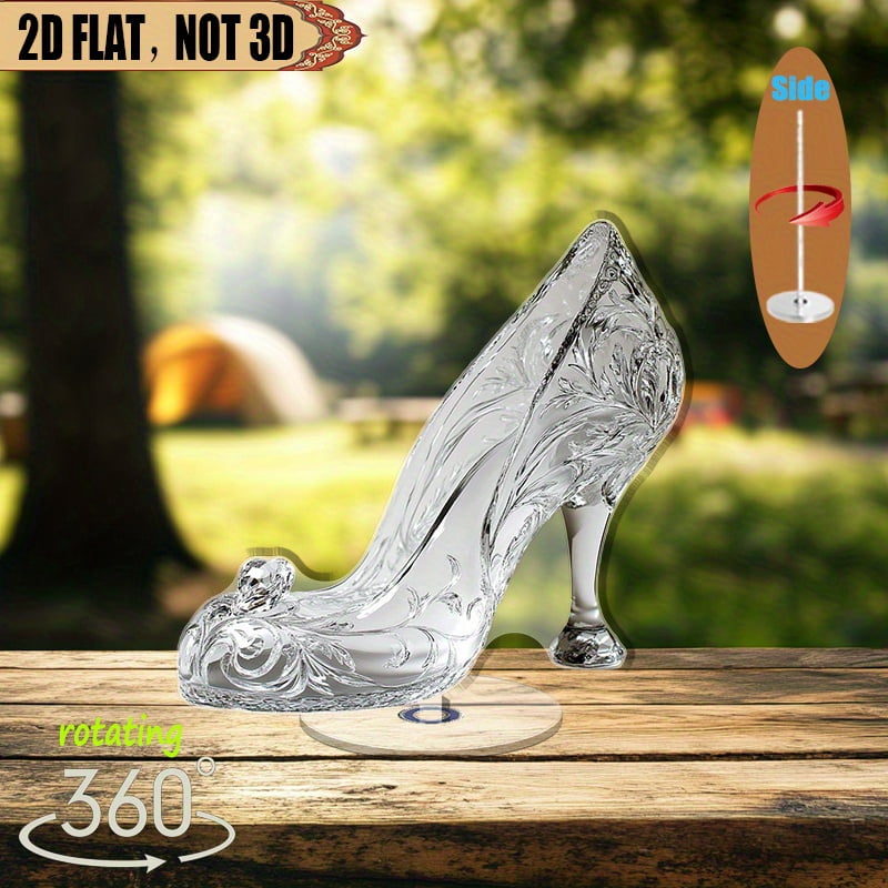 [2D flat] 1PC Rotating acrylic display featuring a crystal-like glass ...