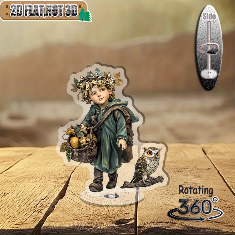 [2D flat] 1PC Rotating acrylic display featuring a curious boy in an ...