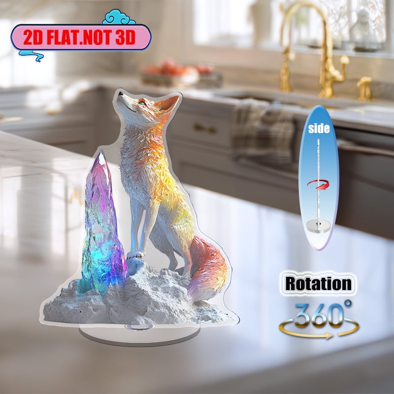 [2D flat] 1PC Rotating acrylic display featuring a curious fox-like ...