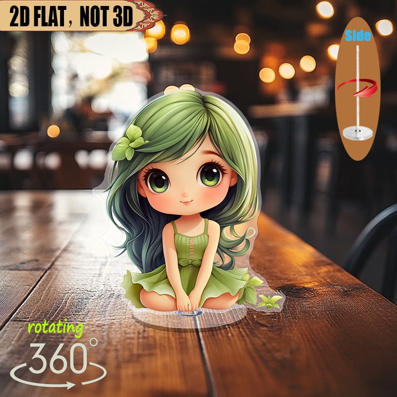 [2D flat] 1PC Rotating acrylic display featuring a cute chibi style ...