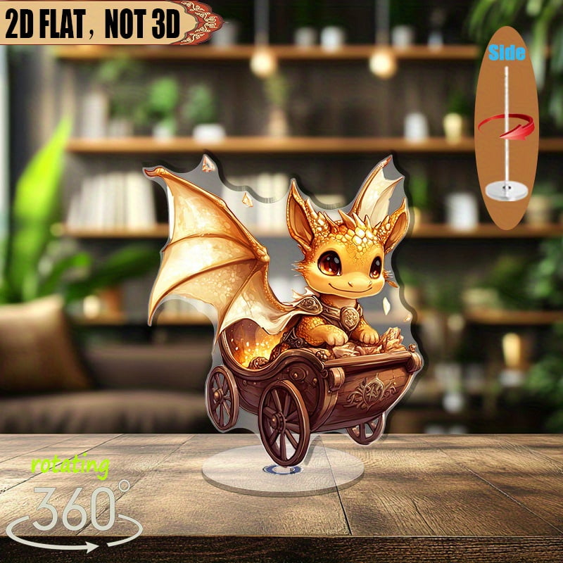 [2D flat] 1PC Rotating acrylic display featuring a dragon soaring over ...
