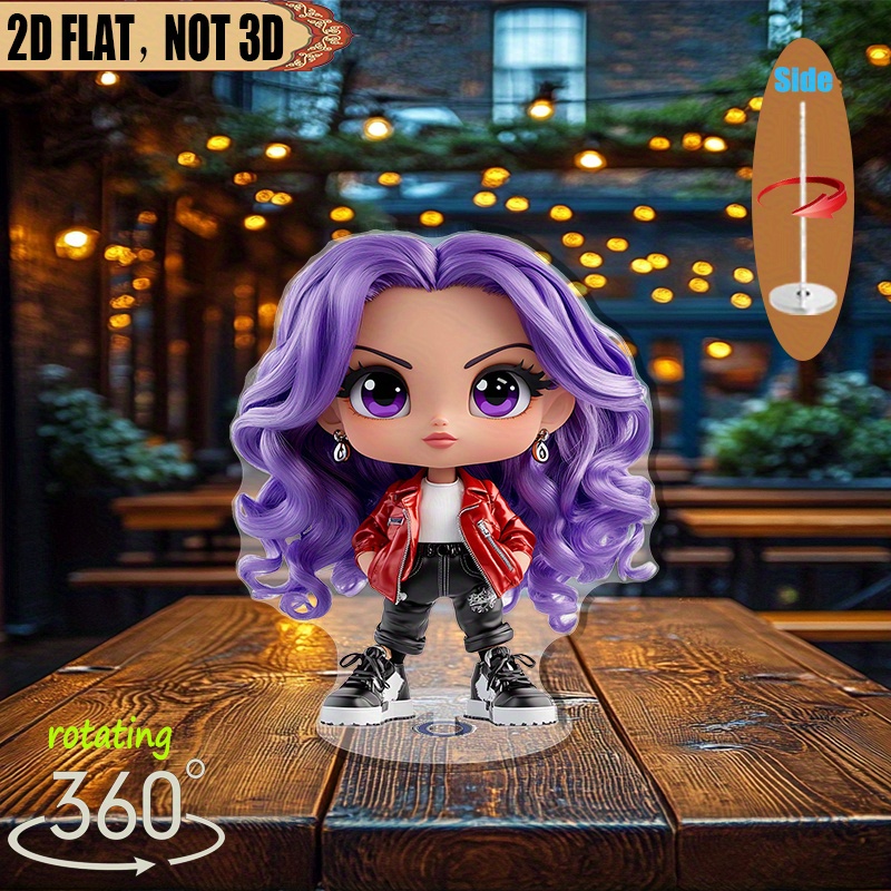 [2D flat] 1PC Rotating acrylic display featuring an enchanting doll ...