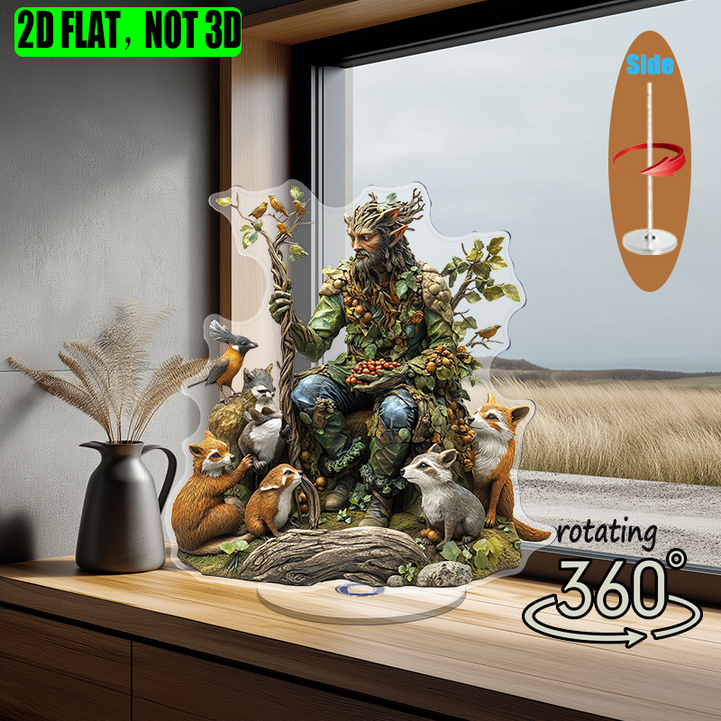 [2D flat] 1PC Rotating acrylic display featuring enchanting forest ...