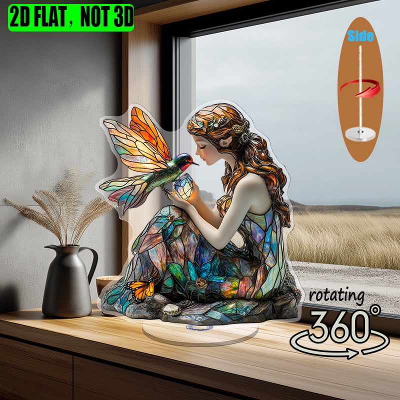 [2D flat] 1PC Rotating acrylic display featuring enchanting nymphs and ...