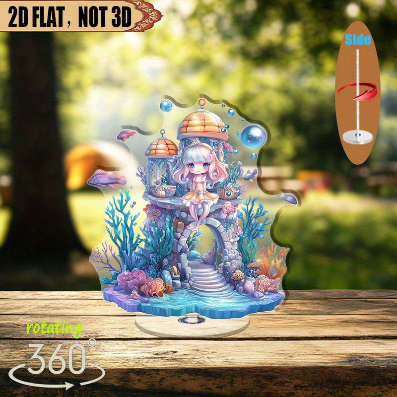 [2D flat] 1PC Rotating acrylic display featuring an enchanting ...