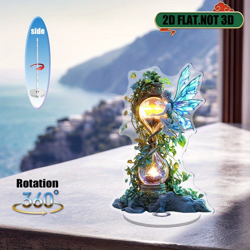 [2D flat] 1PC Rotating acrylic display featuring a fairy wrapping ivy ...