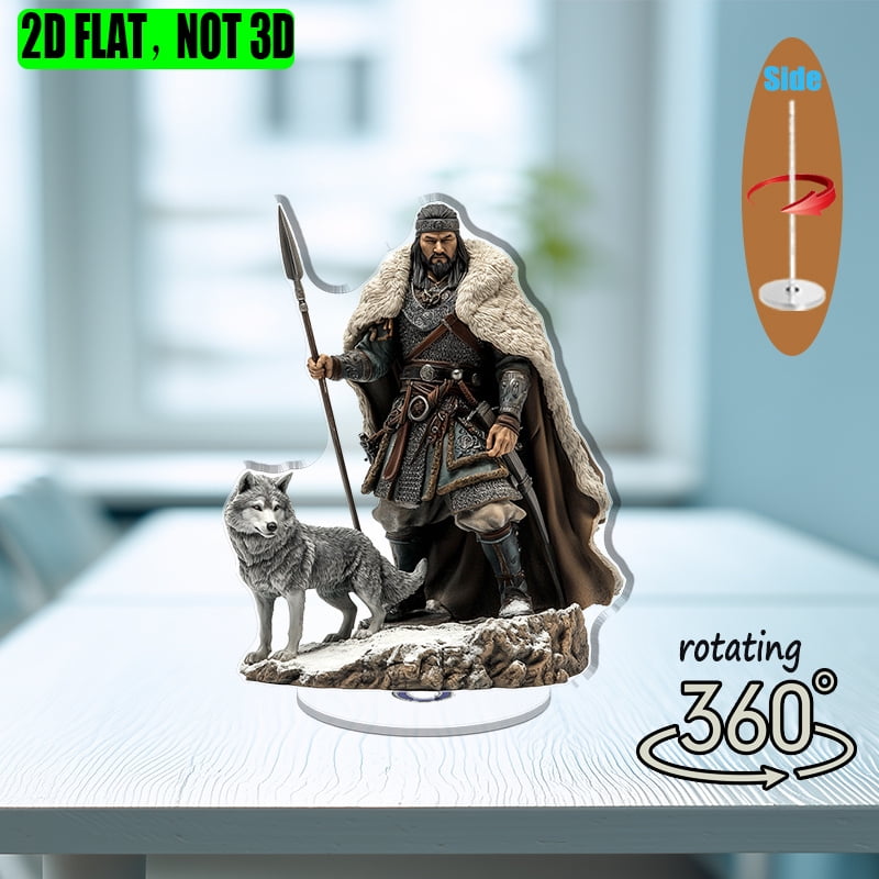 [2D flat] 1PC Rotating acrylic display featuring a fierce Mongol ...