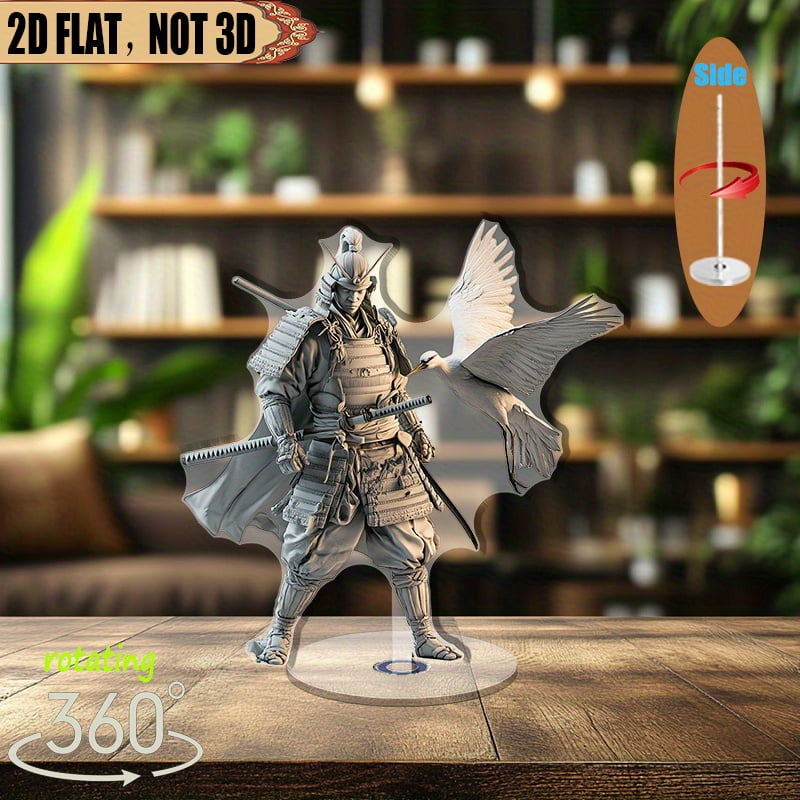 [2D flat] 1PC Rotating acrylic display featuring fierce armored samurai ...