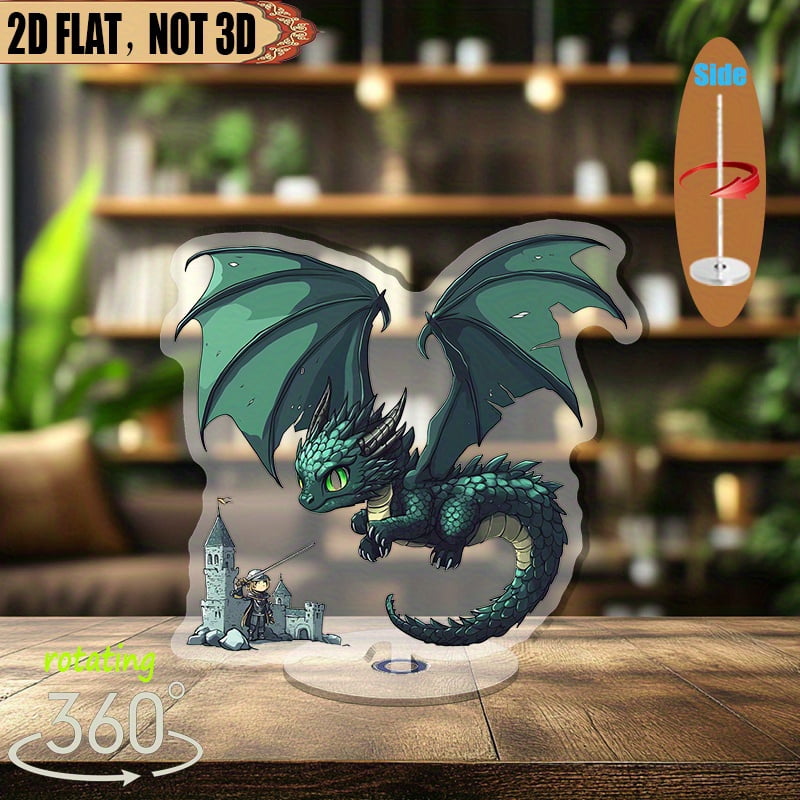 [2D flat] 1PC Rotating acrylic display featuring a fierce dragon with ...