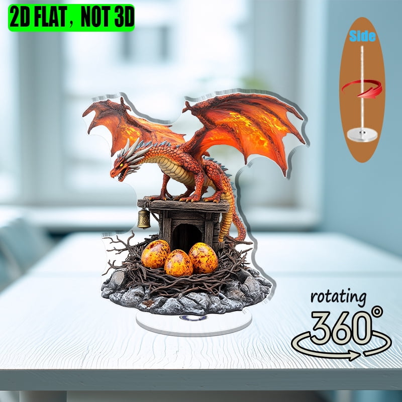 [2D flat] 1PC Rotating acrylic display featuring a flame dragon ...
