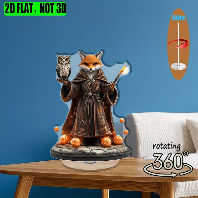 [2D flat] 1PC Rotating acrylic display featuring a fox in a wizard's ...