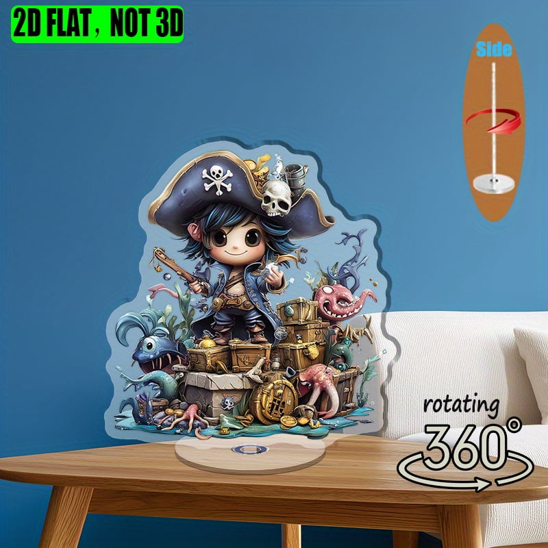 [2D flat] 1PC Rotating acrylic display featuring a ghostly pirate among ...