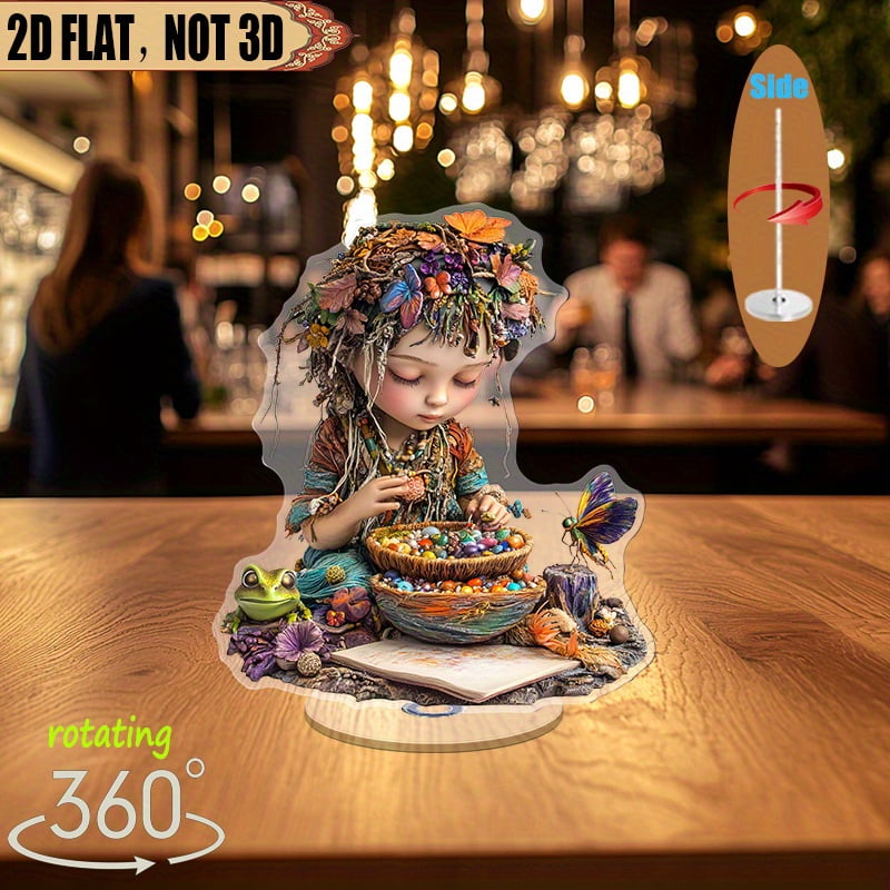 [2D flat] 1PC Rotating acrylic display featuring a girl in a ...