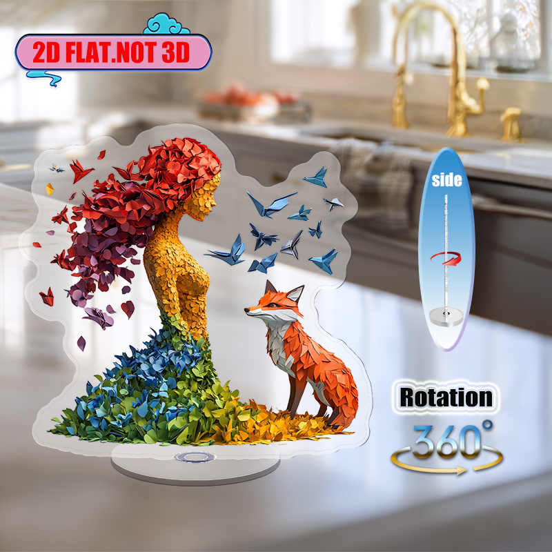 [2D flat] 1PC Rotating acrylic display featuring a girl made of paper ...