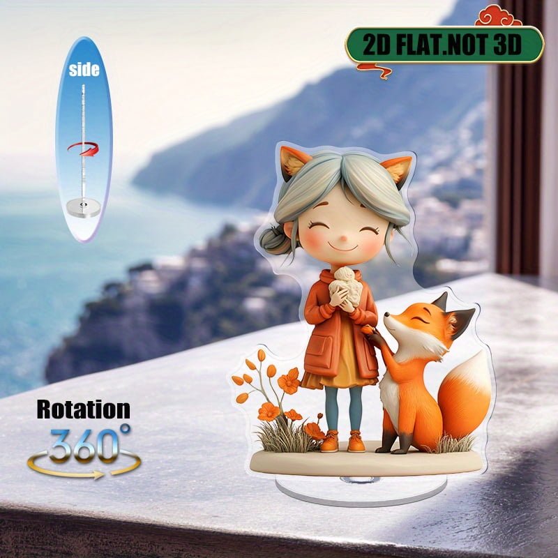 [2D flat] 1PC Rotating acrylic display featuring a girl with a proud ...