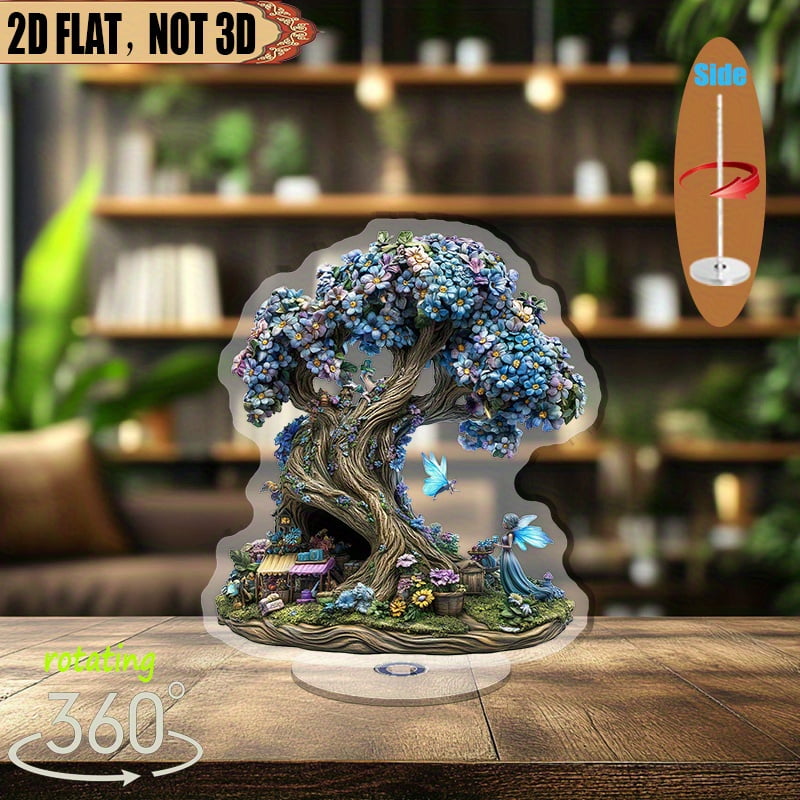 [2D flat] 1PC Rotating acrylic display featuring a gnarled oak tree ...